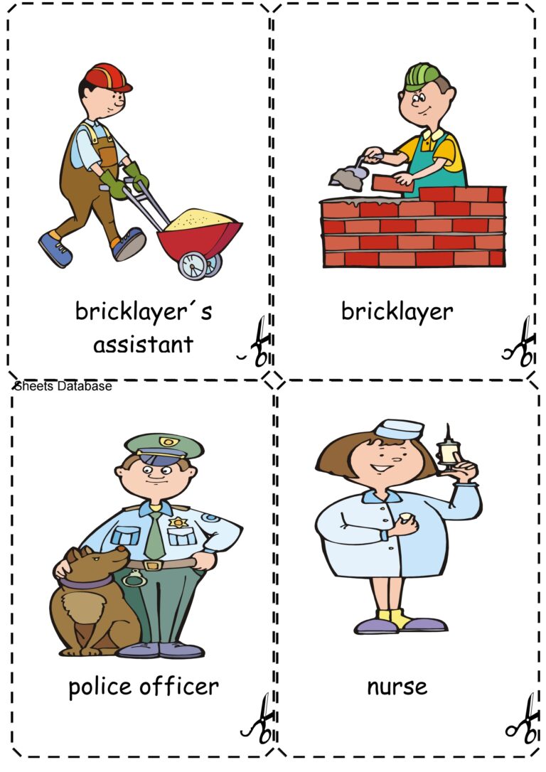 Occupations Cards – Sheets