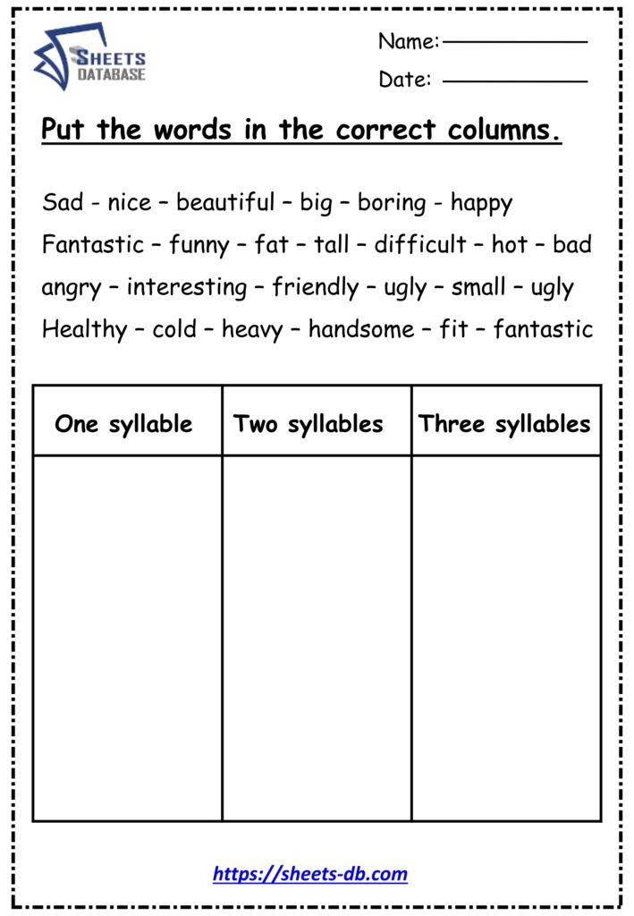 Comparative Adjectives – Sheets