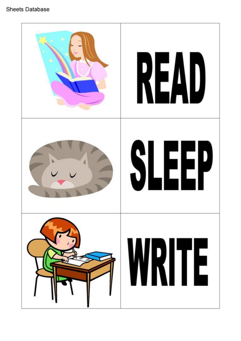 Verbs Cards – Sheets