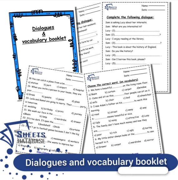 Dialogues and vocabulary booklet – Sheets