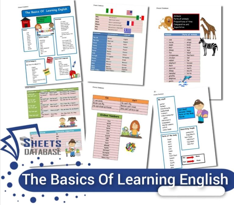 The Basics Of Learning English – Sheets