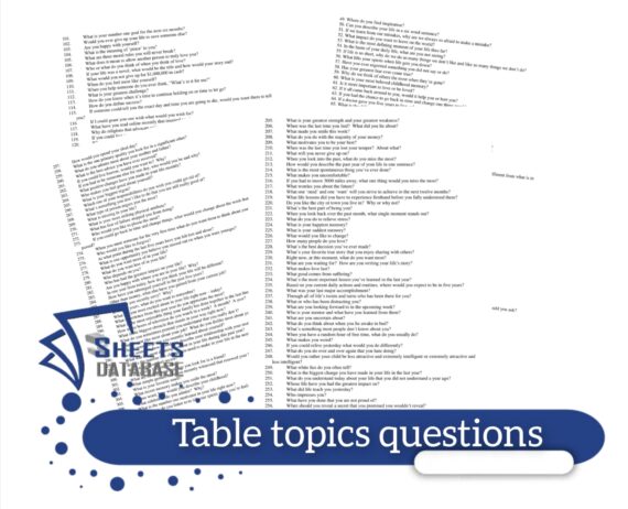 Table topics questions – Sheets
