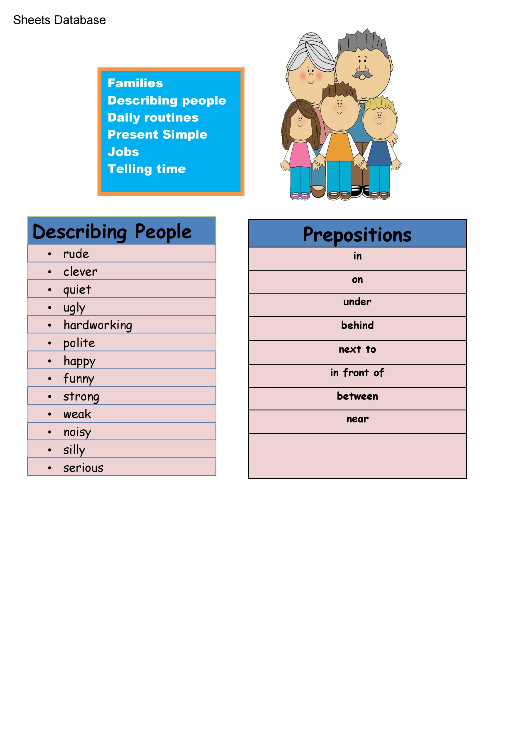 The Basics Of Learning English – Sheets