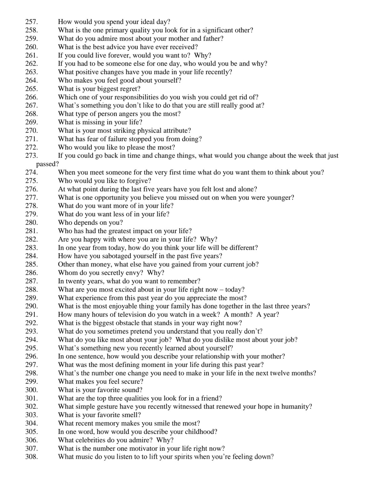 Table topics questions – Sheets