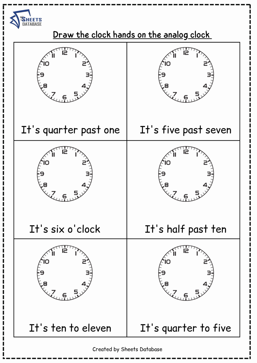 Telling Time worksheets – Sheets