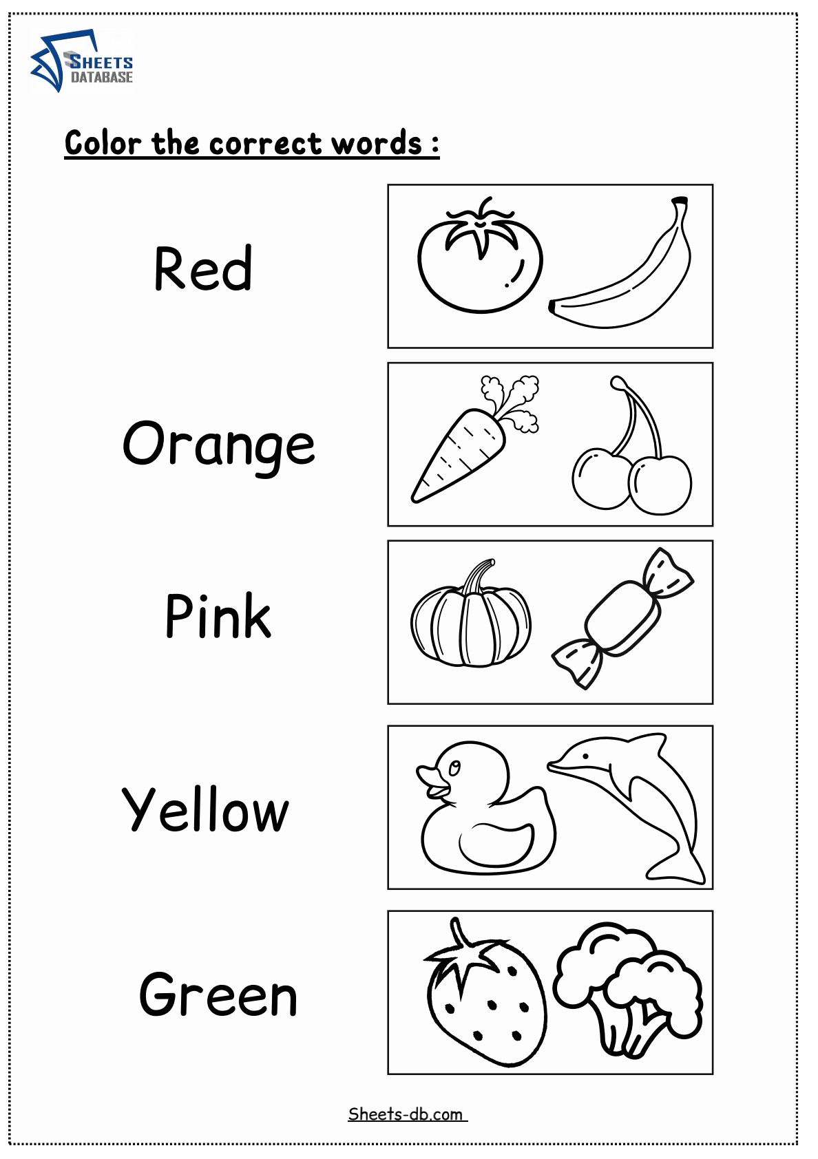Colours worksheets – Sheets