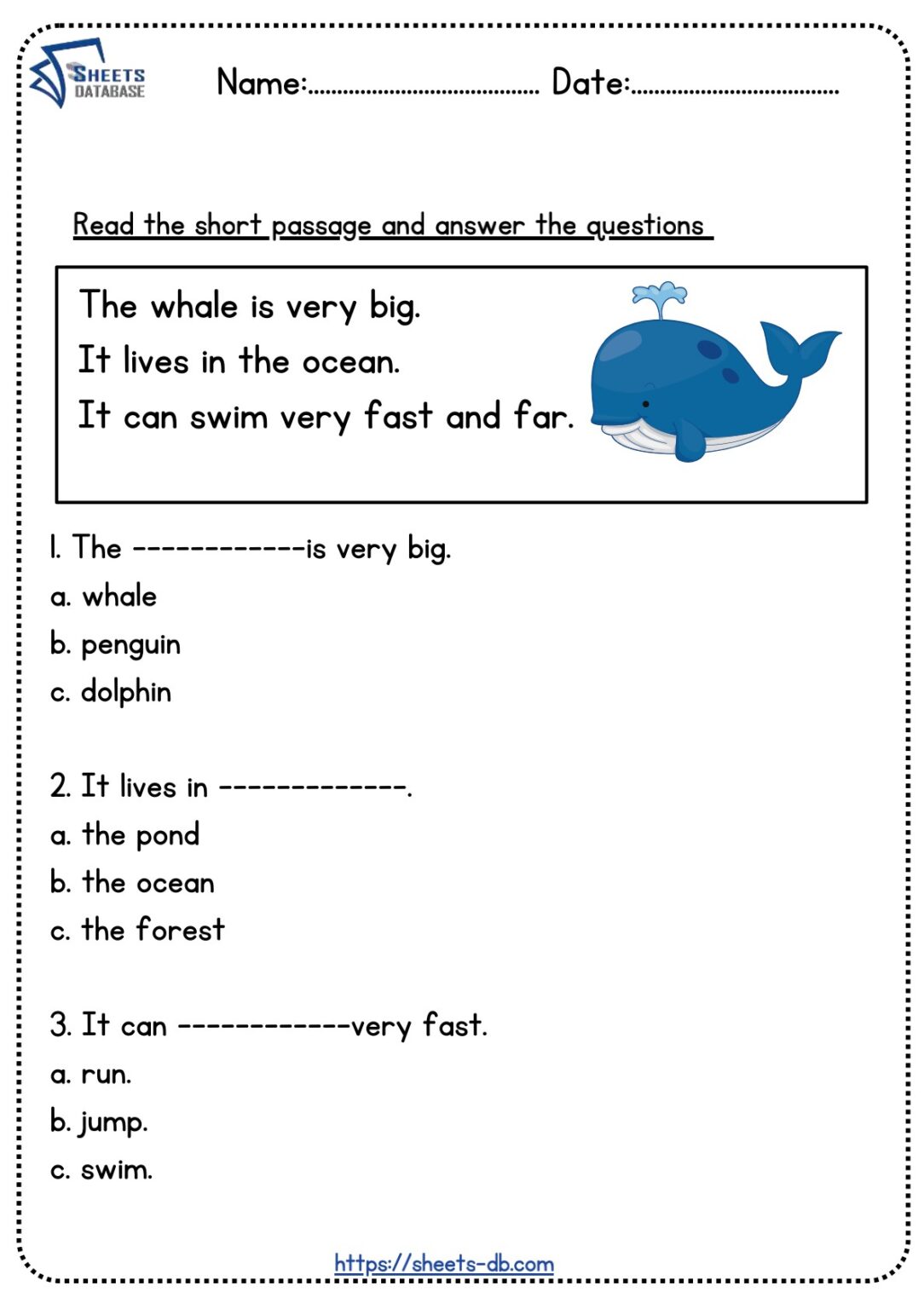Kindergarten reading comprehension – Sheets