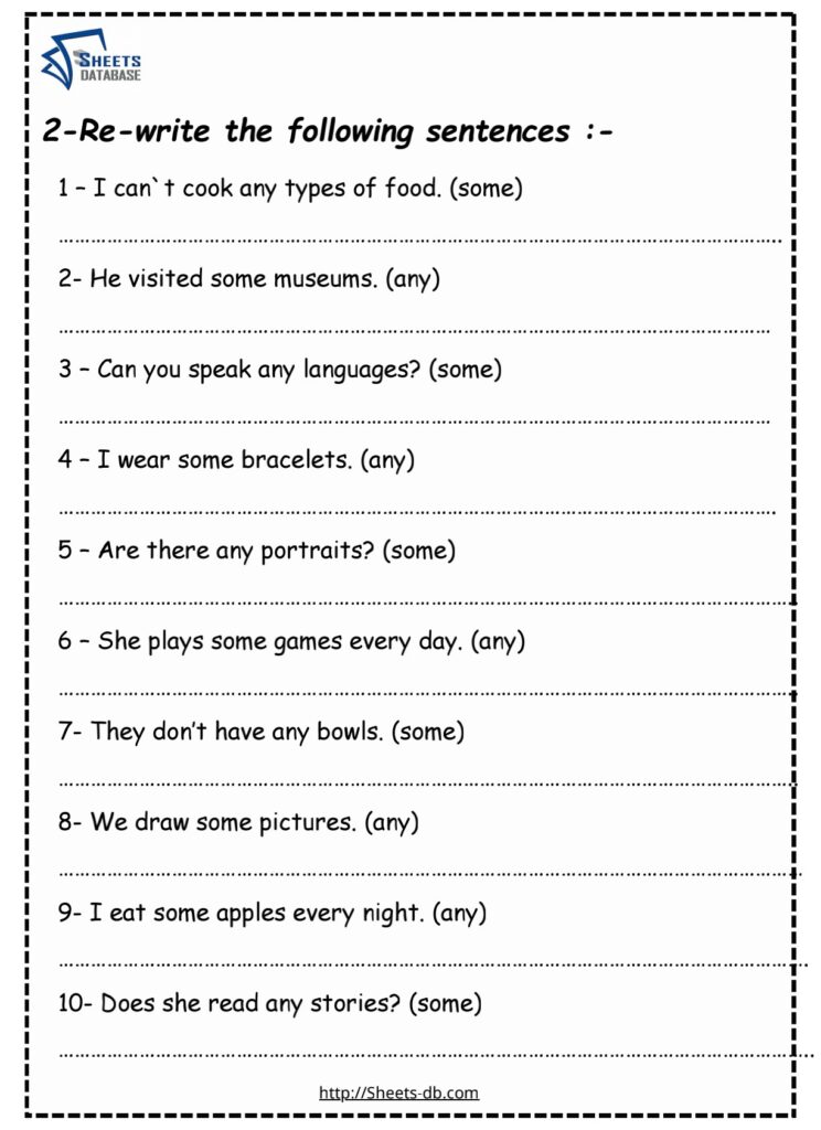 Some – Any worksheets – Sheets