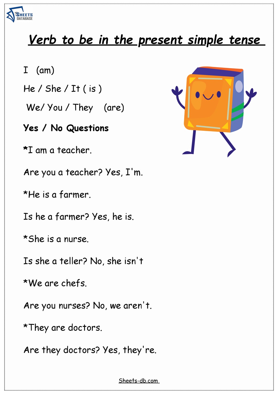 Verb to be worksheets – Sheets