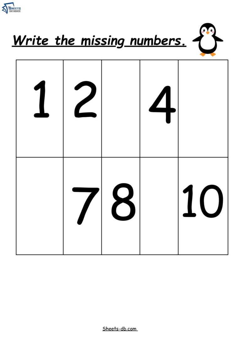 Numbers worksheets – Sheets