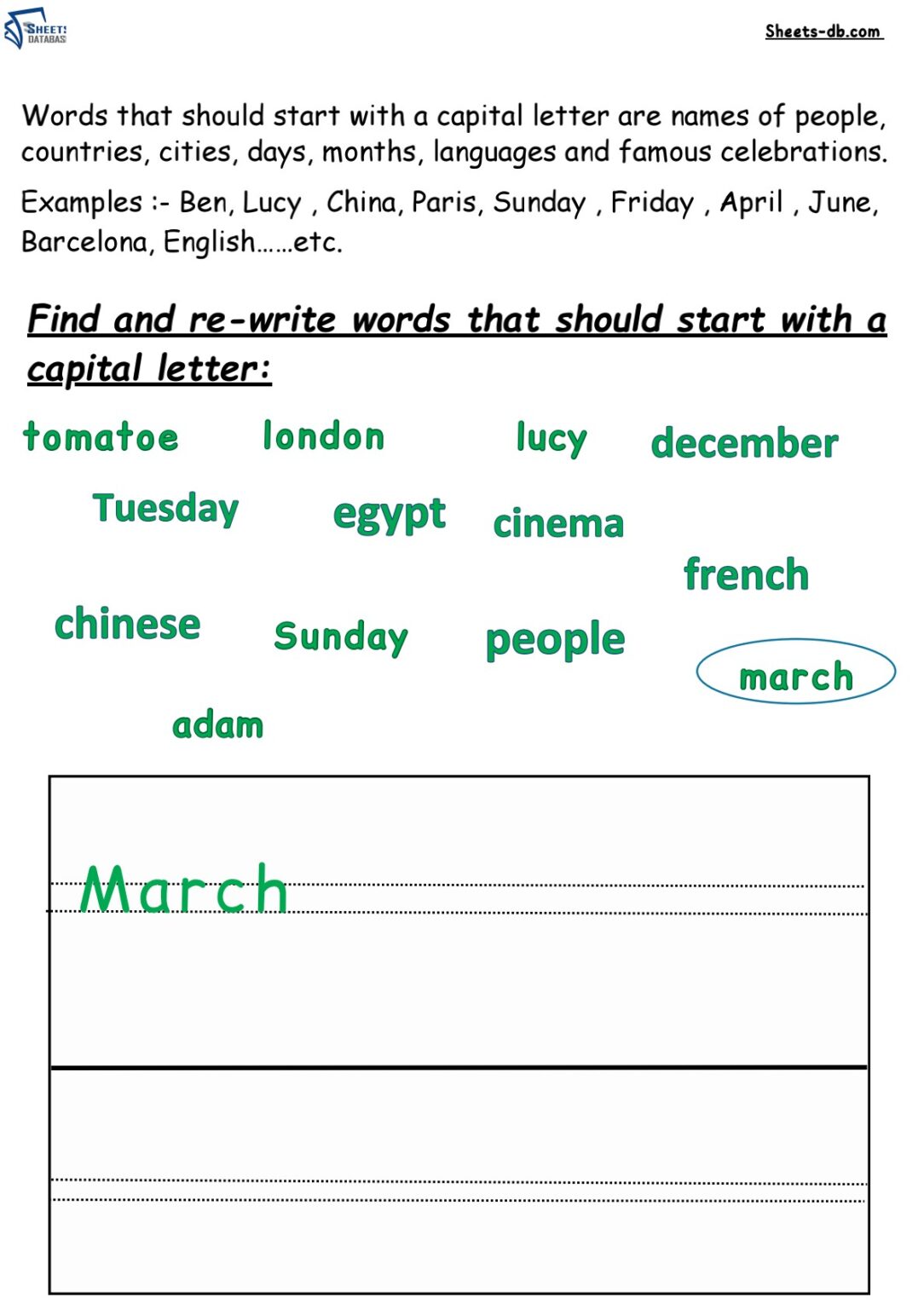Punctuation worksheets – Sheets