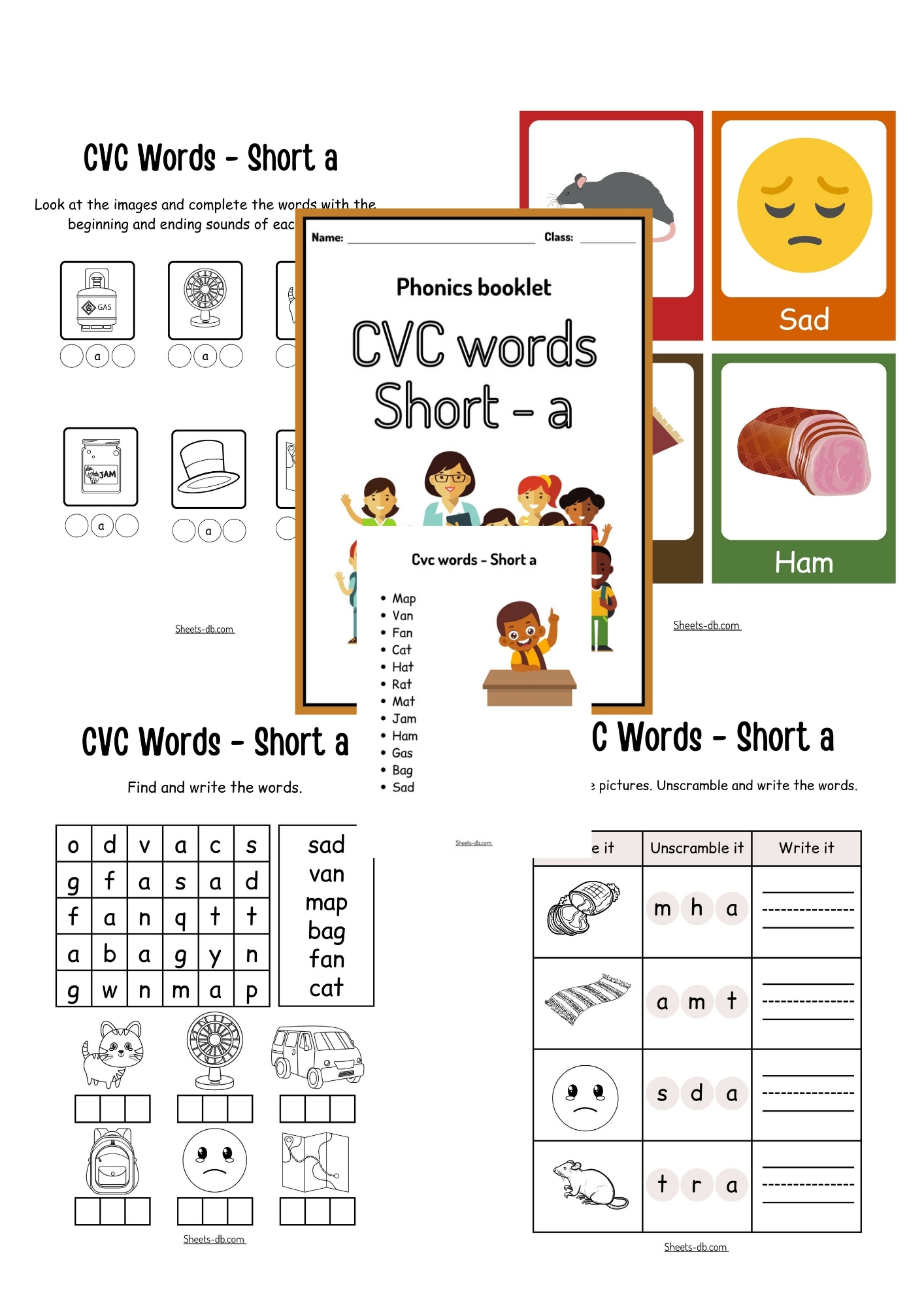 CVC words-short a phonics booklet – Sheets