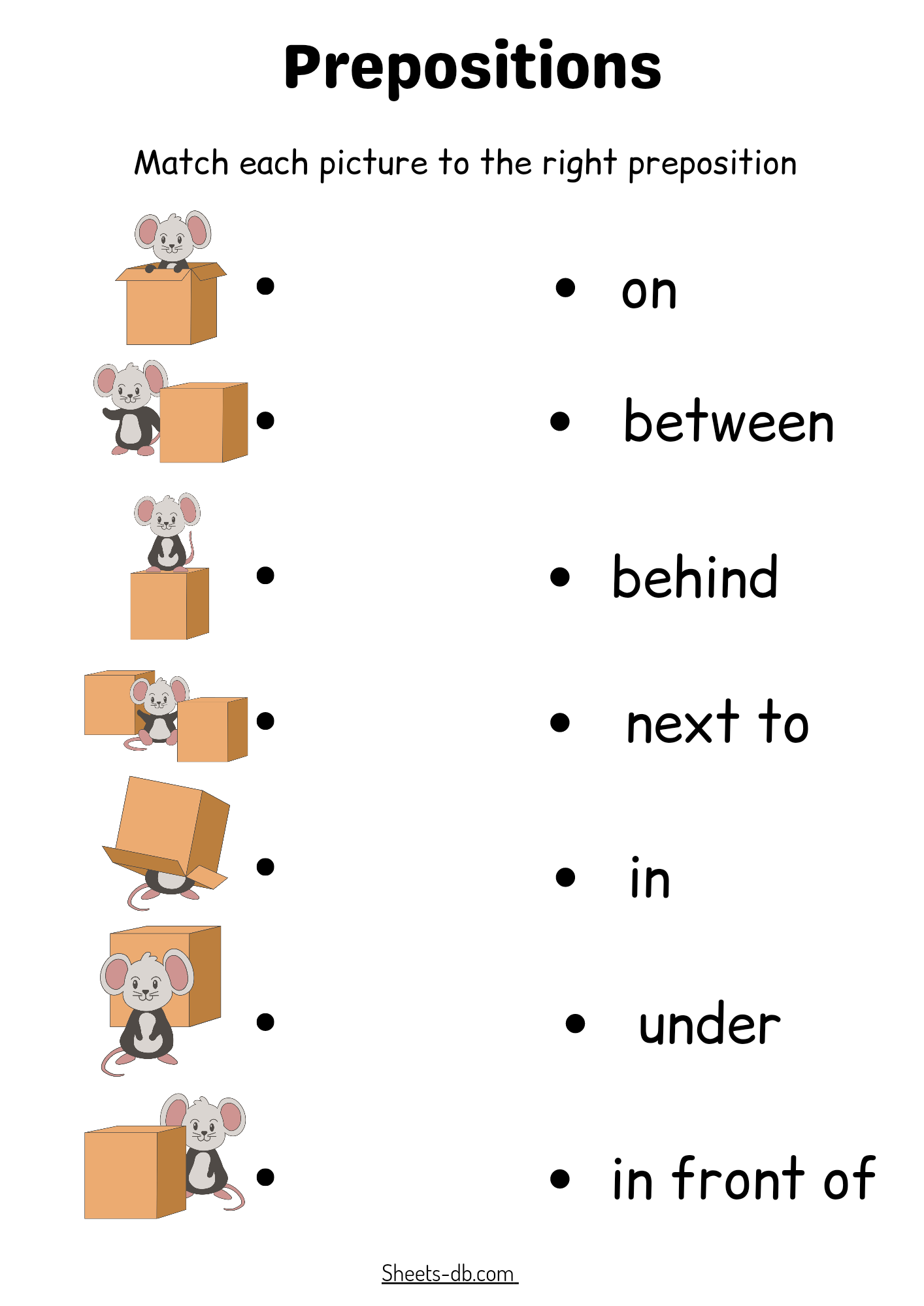 Prepositions worksheet – Sheets