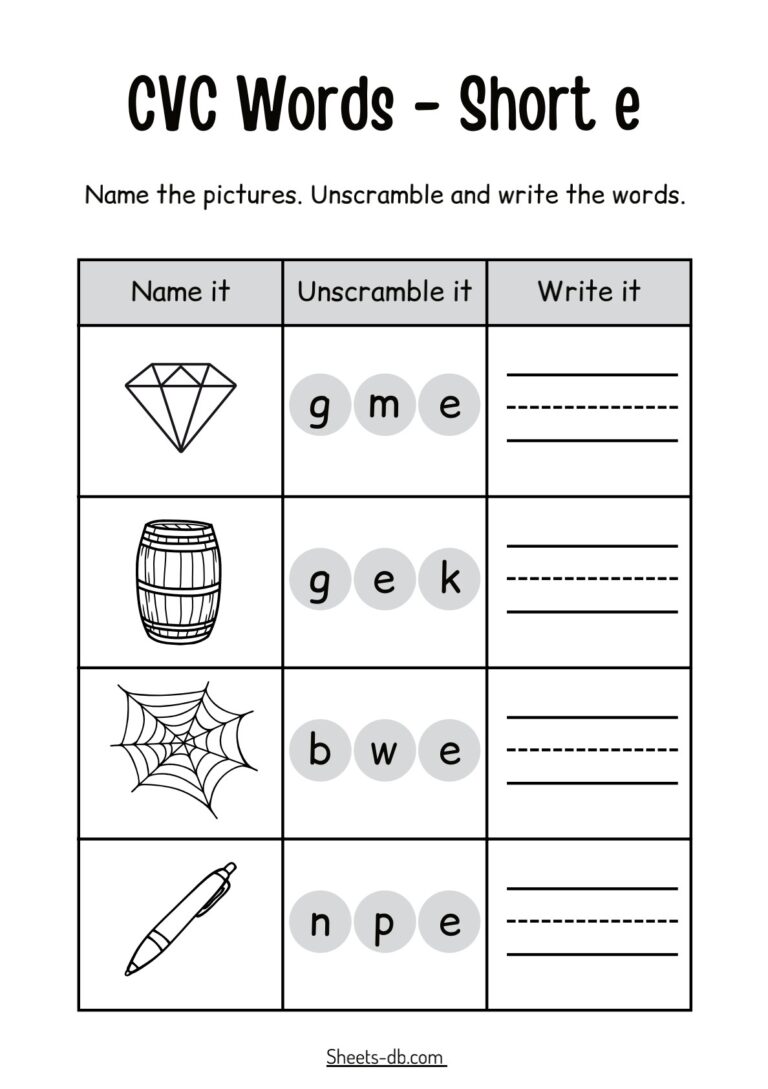Phonics-booklet-cvc-words-short- e – Sheets