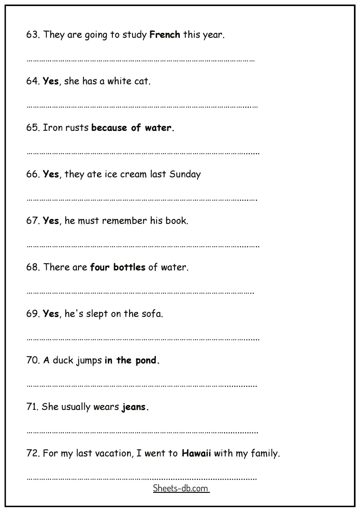 Punctuation and Question Words – Sheets