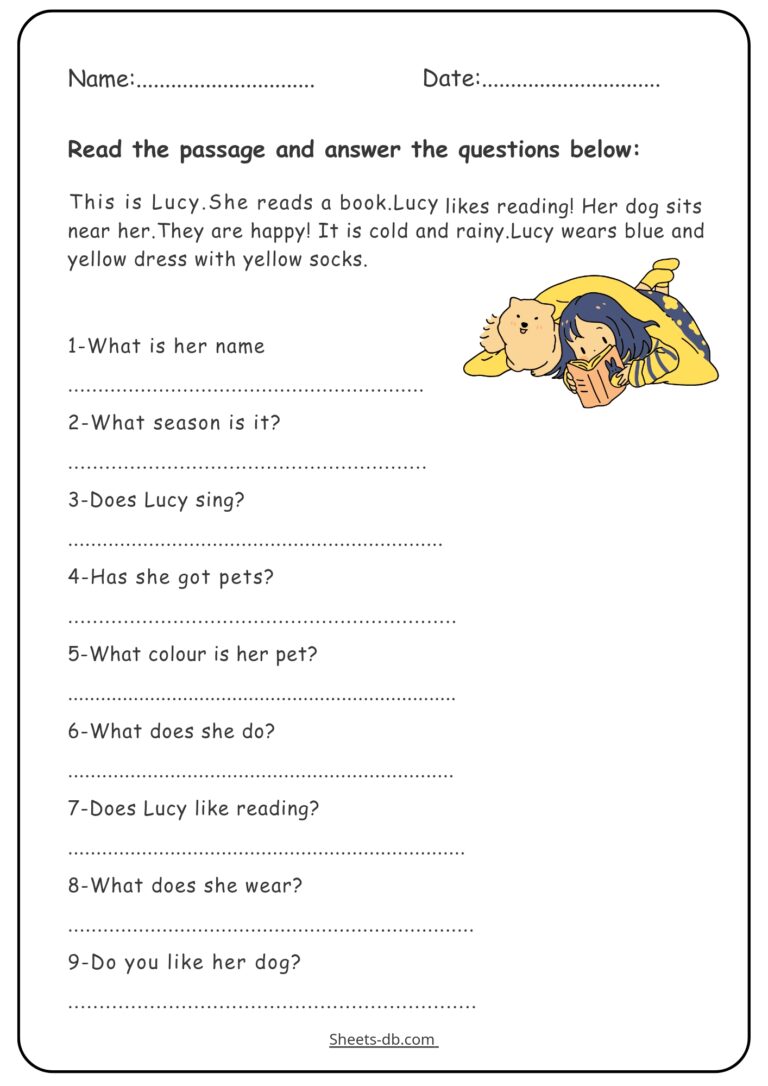 Reading comprehension – Sheets