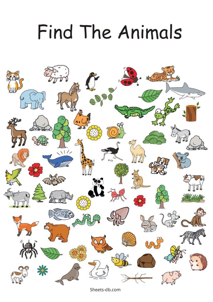 Find The Animals – Sheets