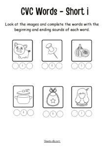 Phonics Booklet – CVC WORDS-SHORT i – Sheets