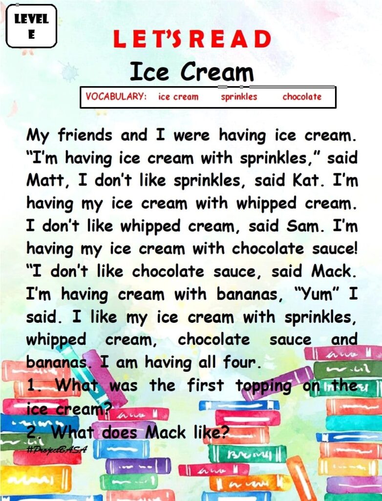 Reading comprehension – Sheets