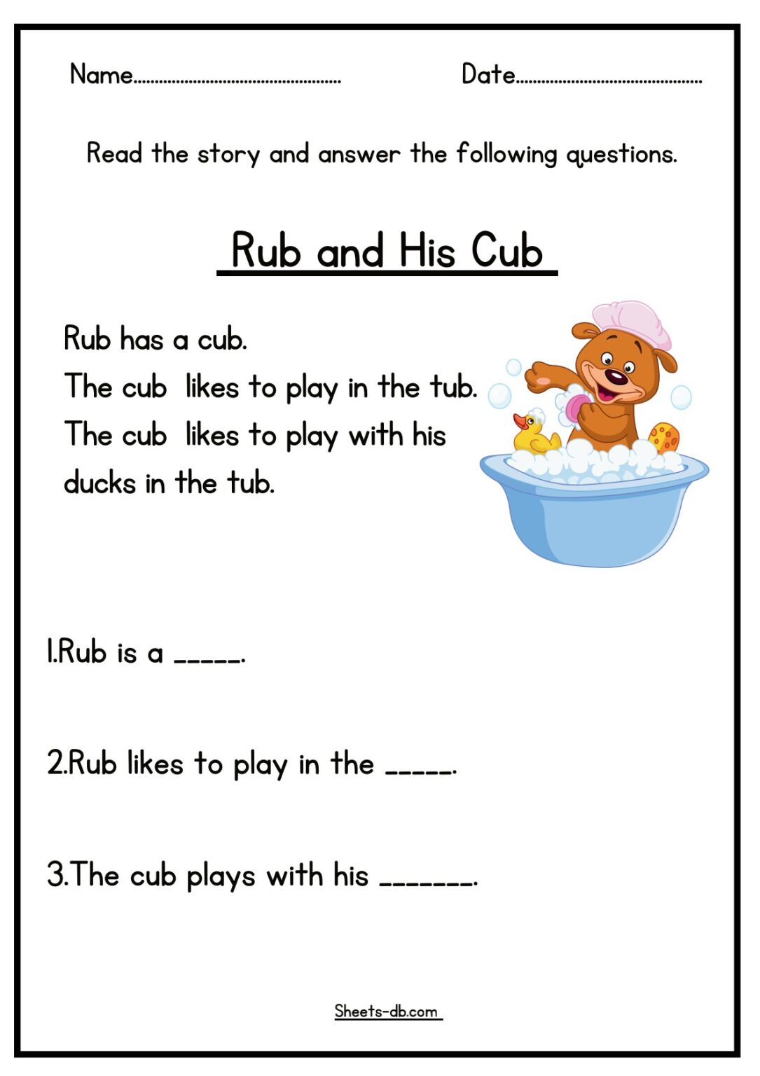 Kindergarten Reading Comprehension – Sheets