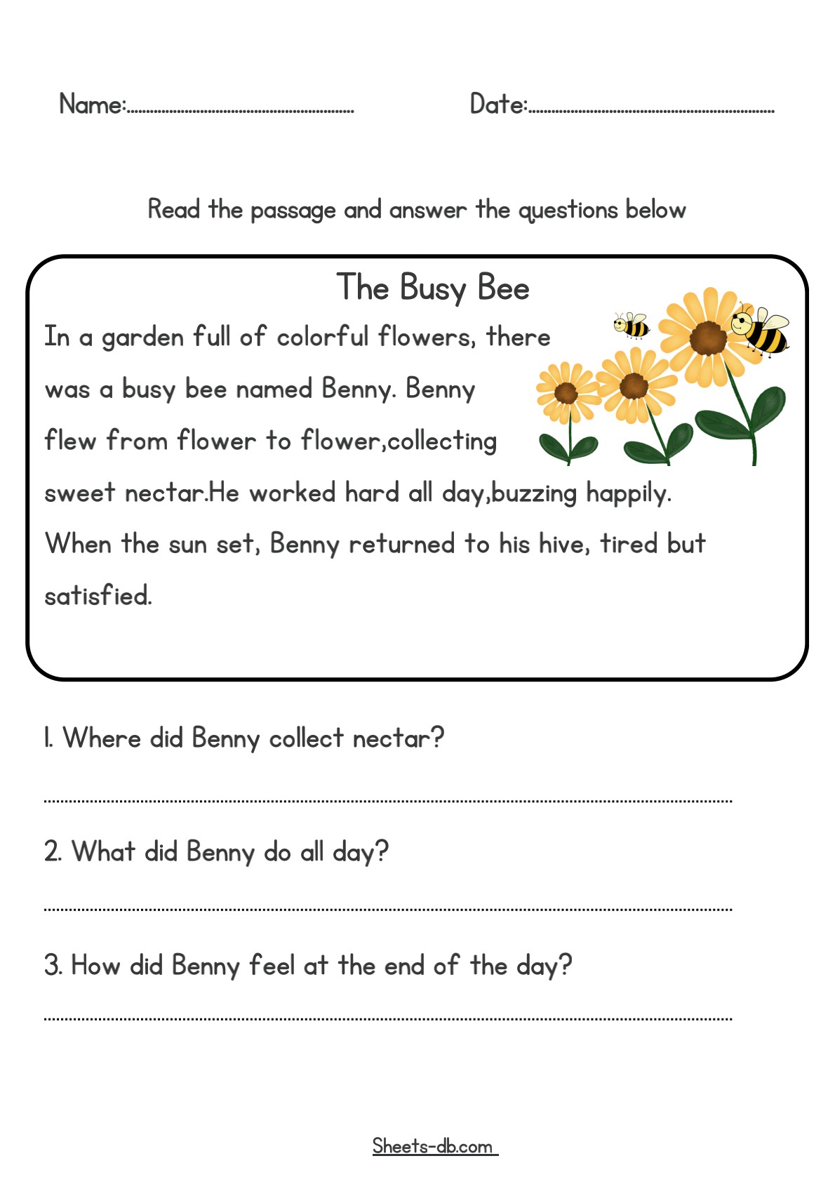 Reading Comprehension – Sheets