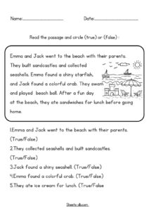 Reading comprehension – Sheets