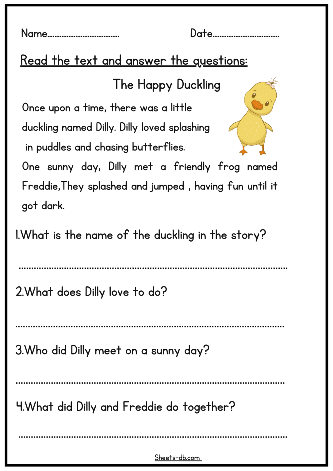Reading Comprehension – Sheets