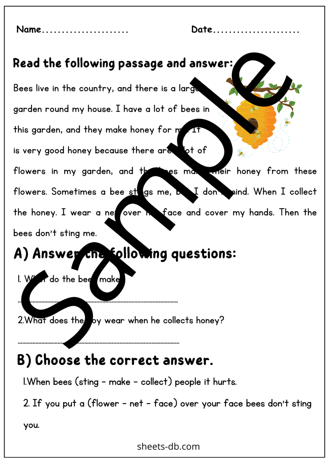 Reading Comprehension – Sheets