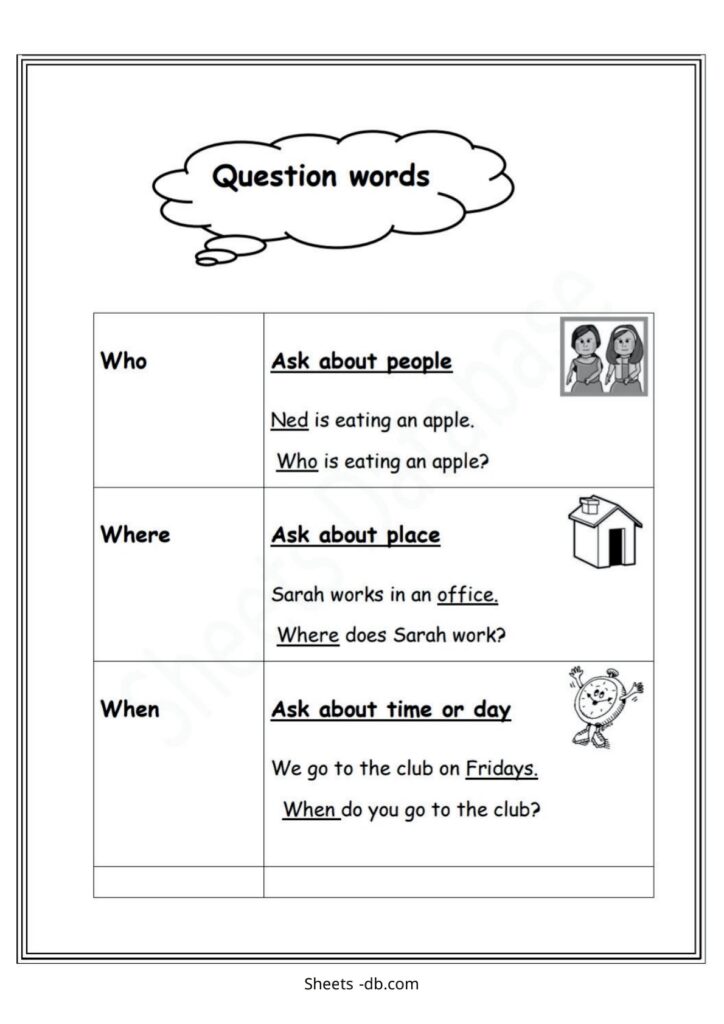 Question Words – Sheets