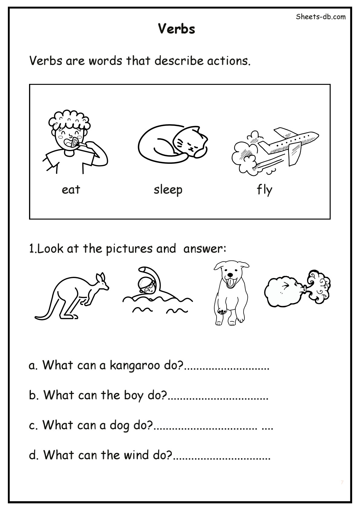 Verbs – Sheets