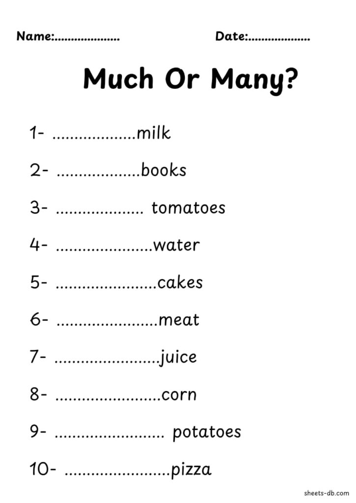Much Or Many – Sheets