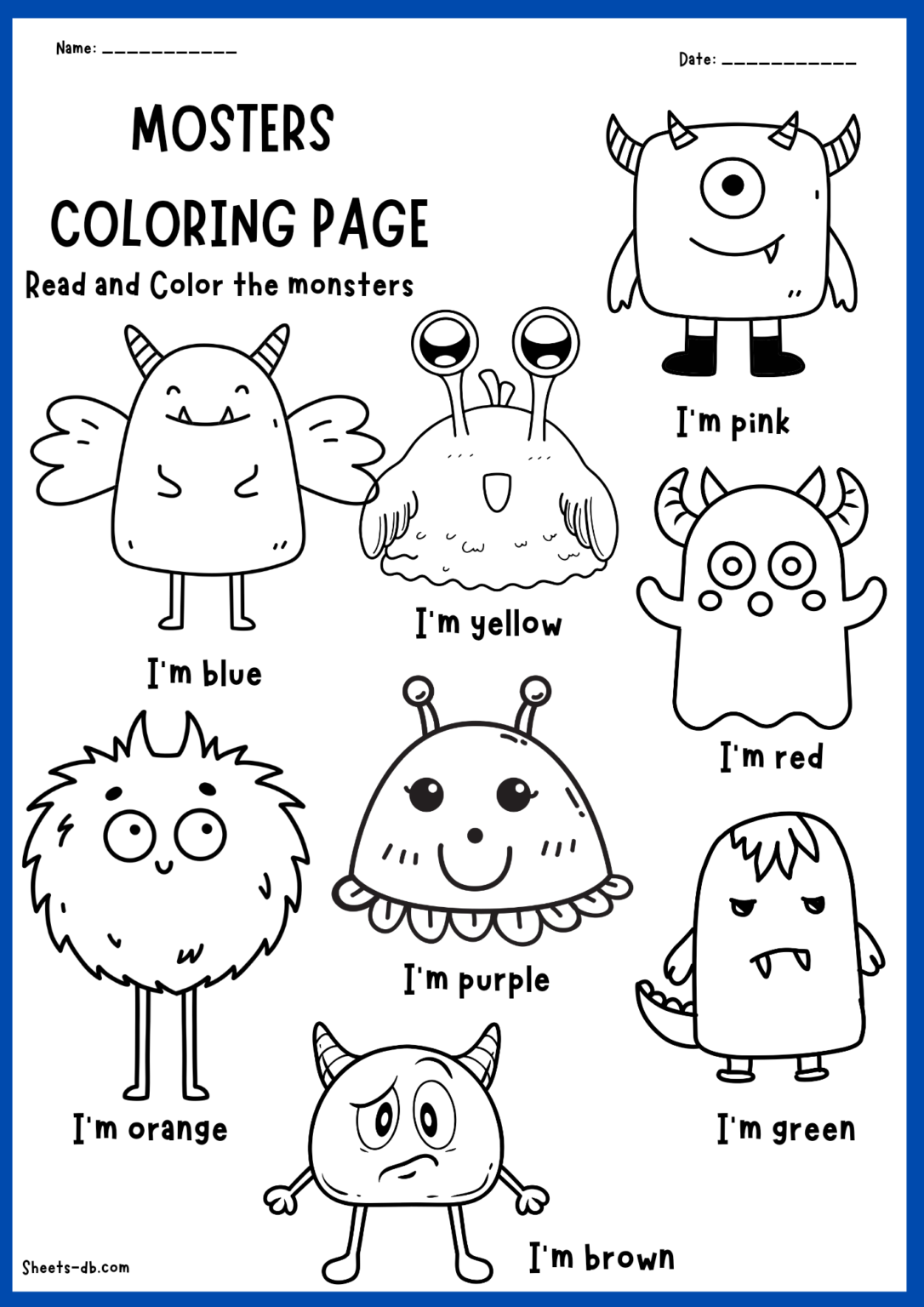 Monster Coloring Page – Sheets