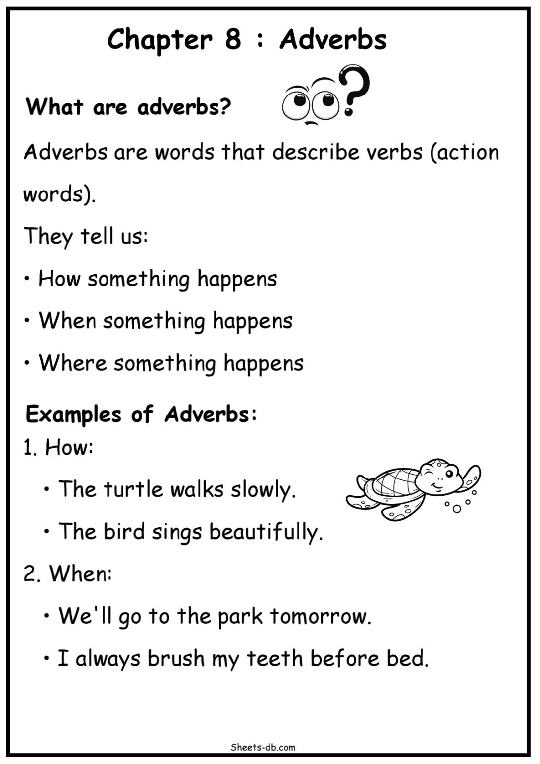 Adverbs – Chapter 8 – Sheets