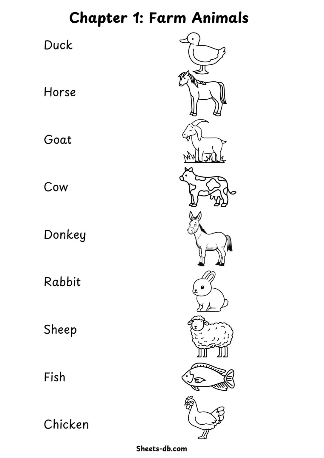 Farm Animals Worksheets – Sheets