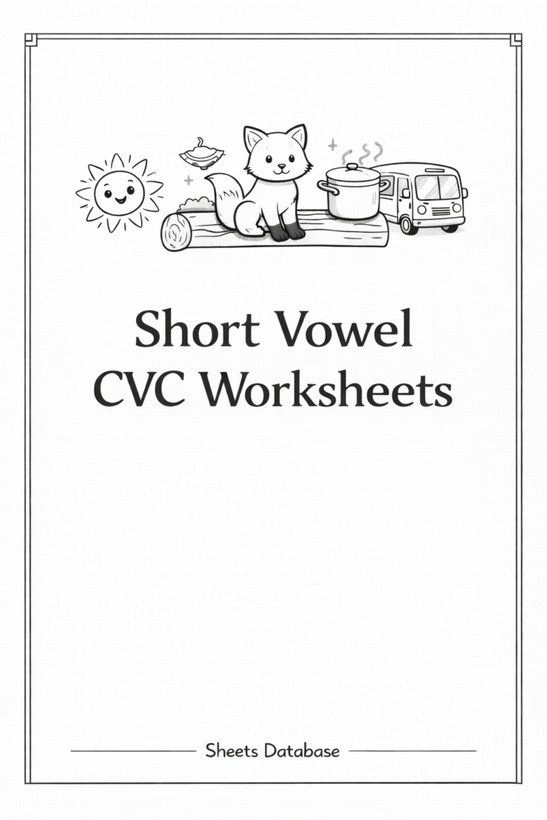 Short Vowels Worksheets – Sheets